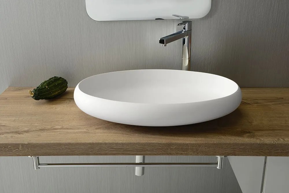 Sapho, THIN oválné umyvadlo 600x400x112mm, na desku, matná bílá, WN213