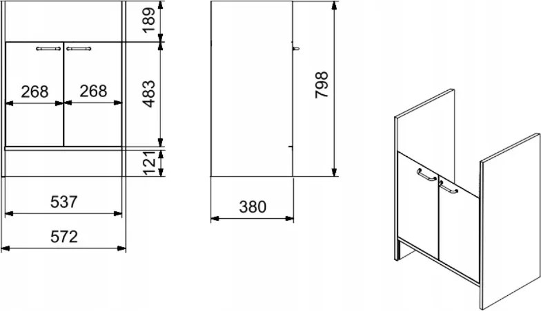 Gamma Selva, skříňka pod výlevku 572×380×798 mm, PVC, šedá, GMA-SZDPCV-G