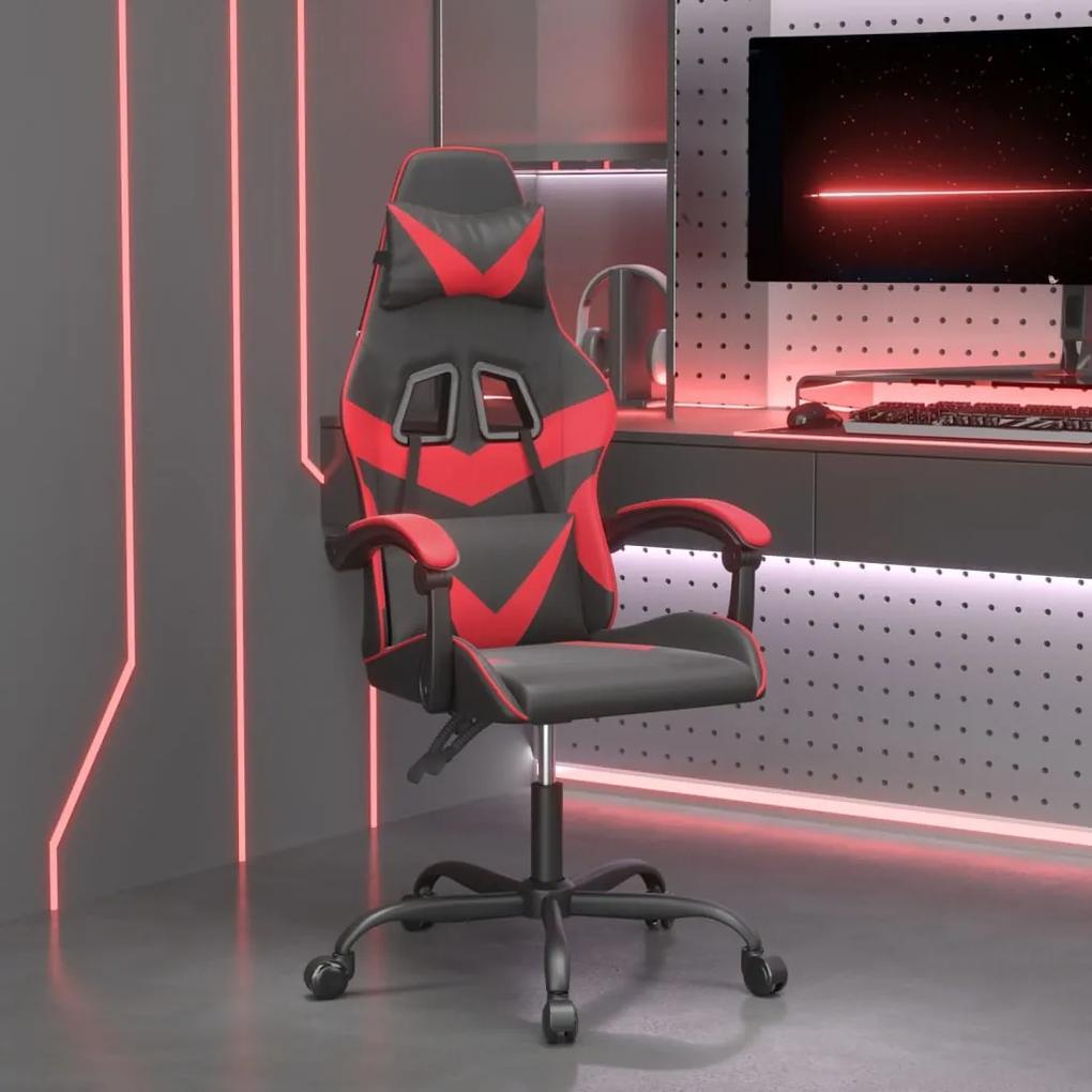 vidaXL Otočná herní židle černá a červená umělá kůže
