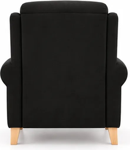 křeslo relaxační, odpočinkové, ušák, dřevo/textil, 101x95x75 cm, přírodní/černá, Dekorino VILAR