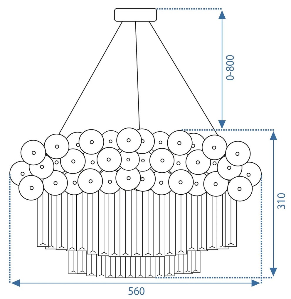 Toolight Toolight, zásvěsné svítidlo 9xE14 APP1473-CP, zlatá lesklá, OSW-52101