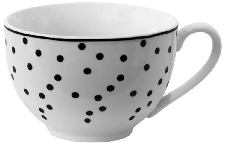 Porcelánový  šálek s podšálkem s černými puntíky Black Dot – 12x9x6 cm