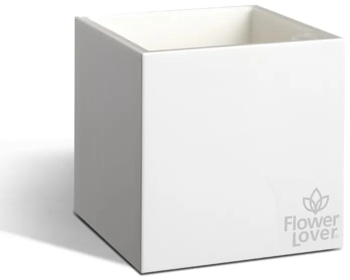 Samozavlažovací květináč Cubico 9x9x9 cm, bílý