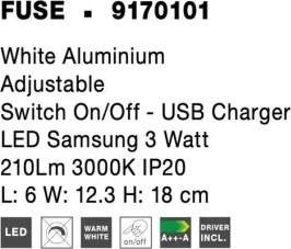 Nástěnné LED svítidlo NOVA LUCE FUSE 3W 3000K 9170101