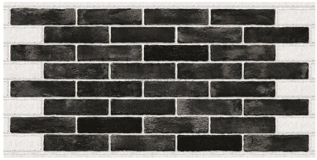 Wall Art Decor ® Wall Art Decor, PVC obkladové 3D panely Cihla černá s bílou spárou