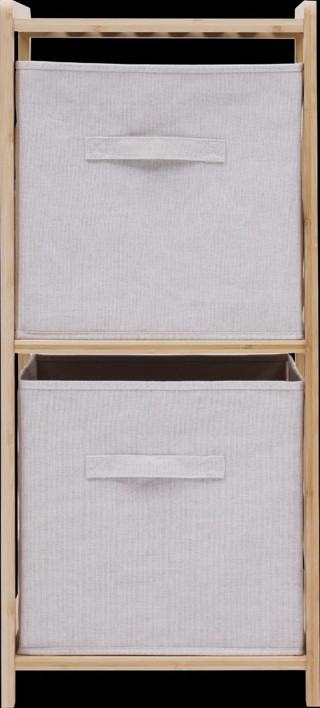 Bambusový regál TIDY se dvěma látkovými boxy, 34,7 x 33 x 77,5 cm