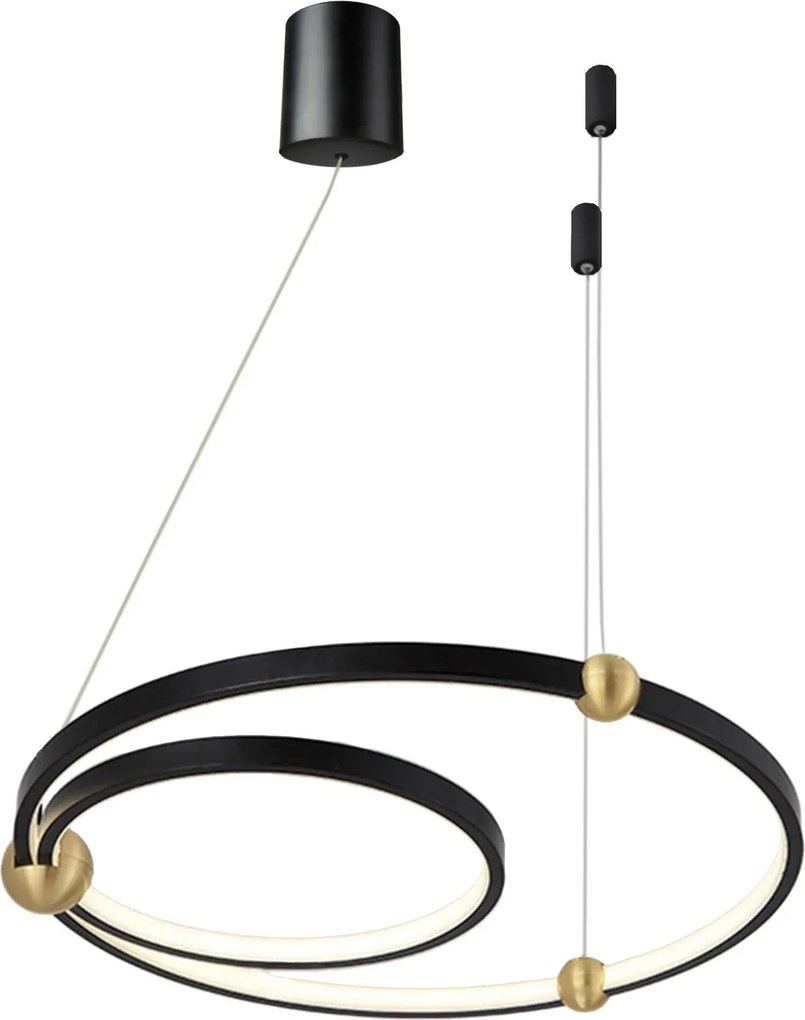 Toolight - Ring, LED závěsné svítidlo Black Ring + dálkové ovládání APP692-30-50, černá, OSW-06095