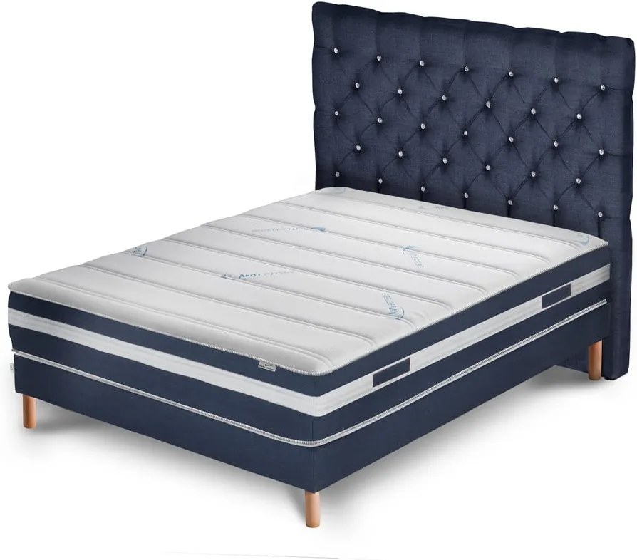 Tmavě modrá postel s matrací Stella Cadente Maison Venus Forme, 140 x 200 cm