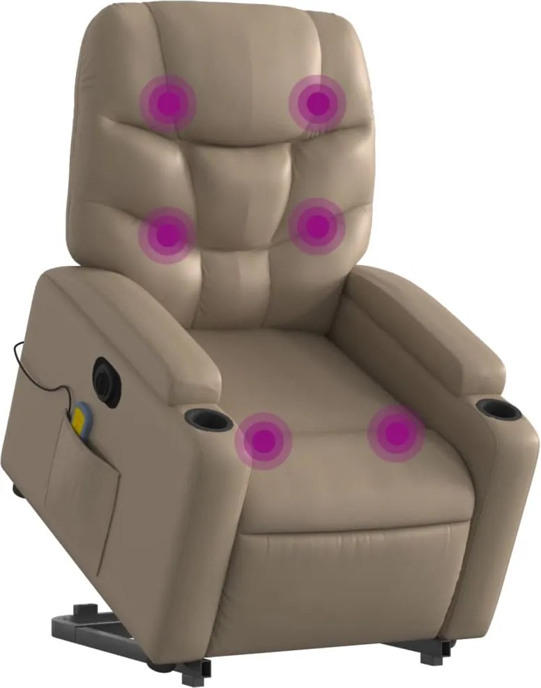 Elektrické zvedací masážní polohovací křeslo cappuccino koženka 3204685