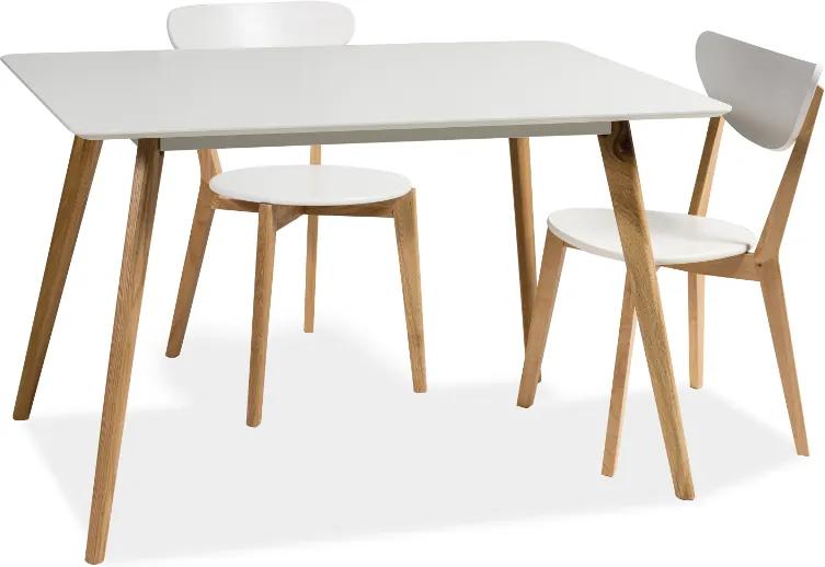 Jídelní stůl, bílá/dub, MILAN 140x80