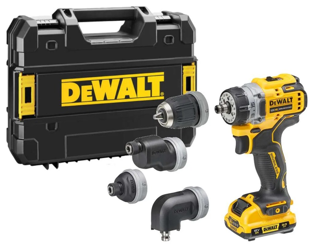 DeWALT Nářadí - 12V AKU vrtačka 4v1, 2x aku 3,0 Ah XR, nabíječka DCD703L2T