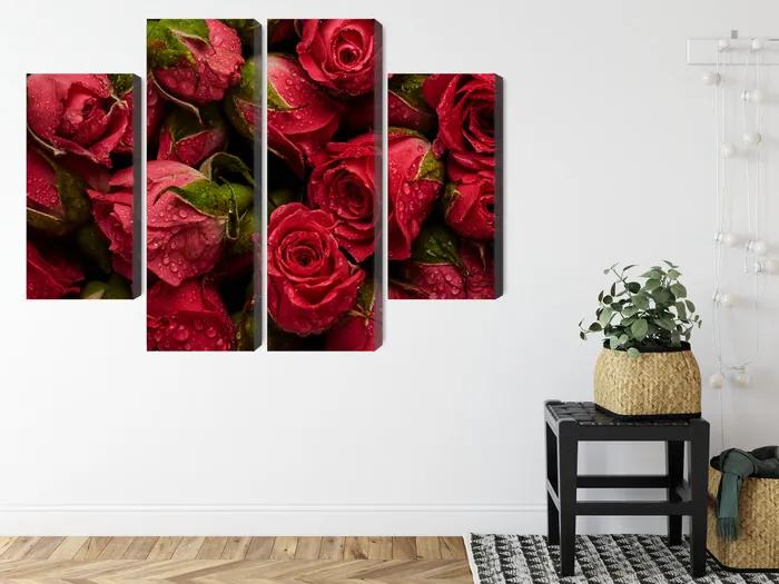 Vícedílný obraz Růže S Kapkami Vody Nedostatek Nedostatek Plátno Canvas 200x150