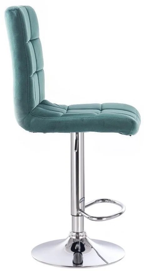 LuxuryForm DESIGN Barová židle TOLEDO VELUR na stříbrné kulaté podstavě - zelená