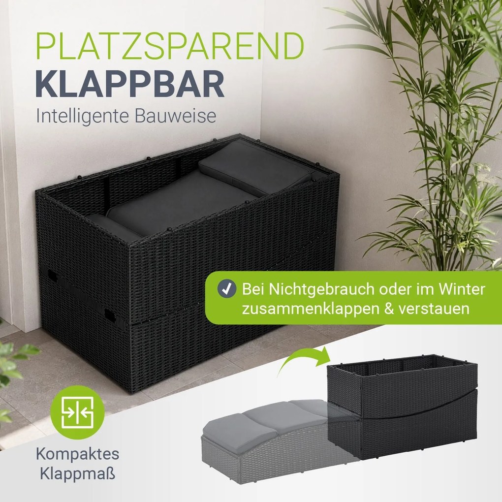 Juskys Skládací polyratanové lehátko Lamia Barva: černá