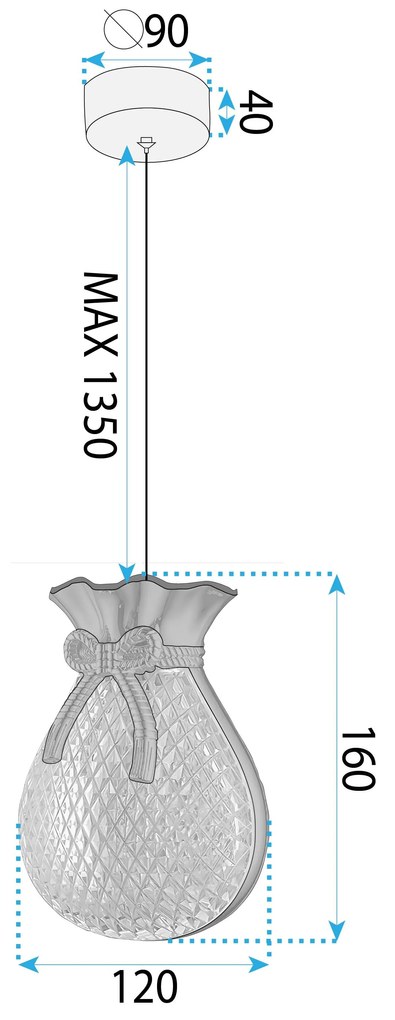 Toolight Závěsné skleněné LED osvětlení D19 LHJ107-1CP růžová zlatá