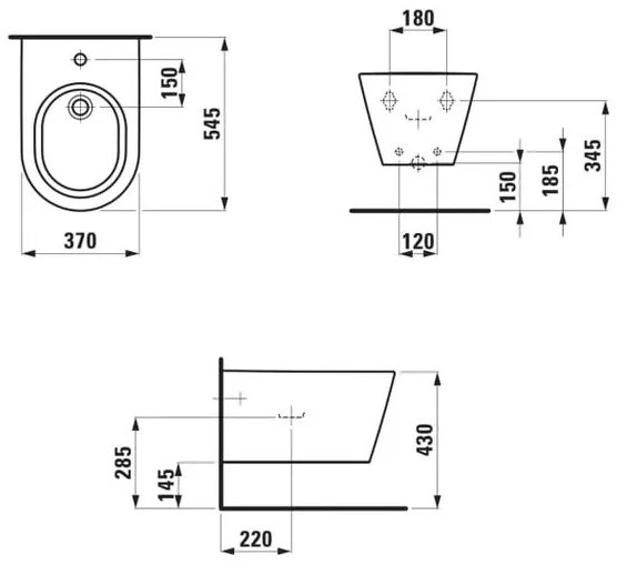 Laufen Kartell Bidet závěsný, černá lesklá H8303310203021