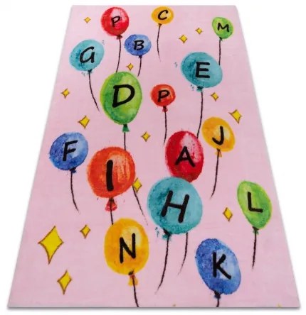 Makro Abra Dětský koberec PLAY balónky písmenka růžový 120 x 170