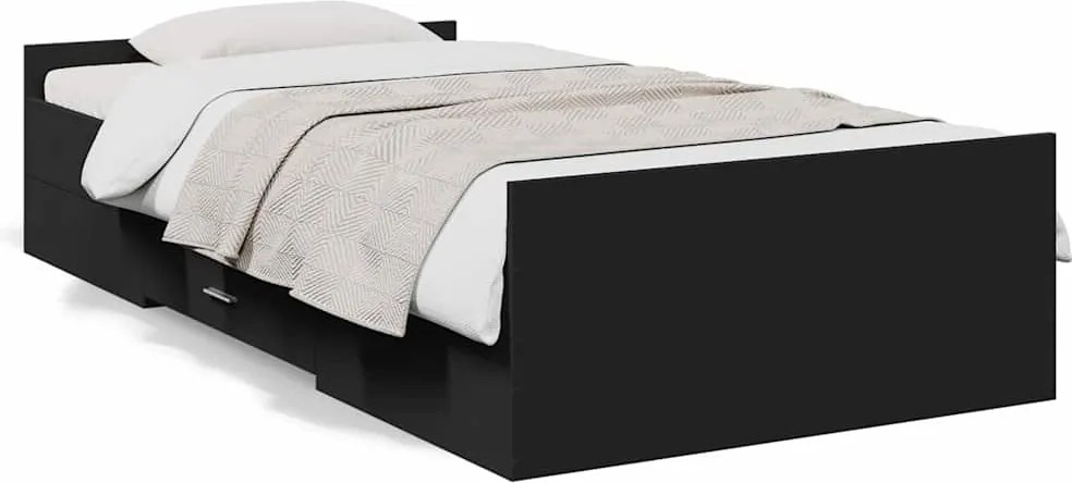 Rám postele se zásuvkami černý 75 x 190 cm kompozitní dřevo 3280350