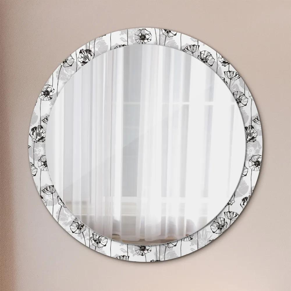 Kulaté dekorativní zrcadlo Maki květiny fi 100 cm