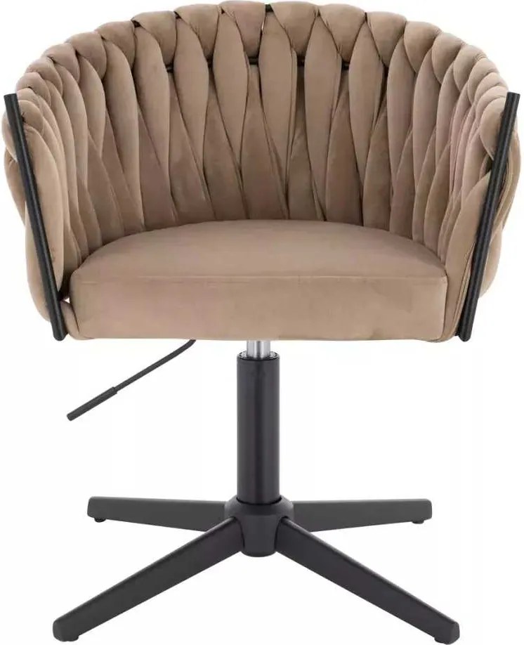 LuxuryForm DESIGN Otočná židle NORDEN VELUR na černém kříži - latte