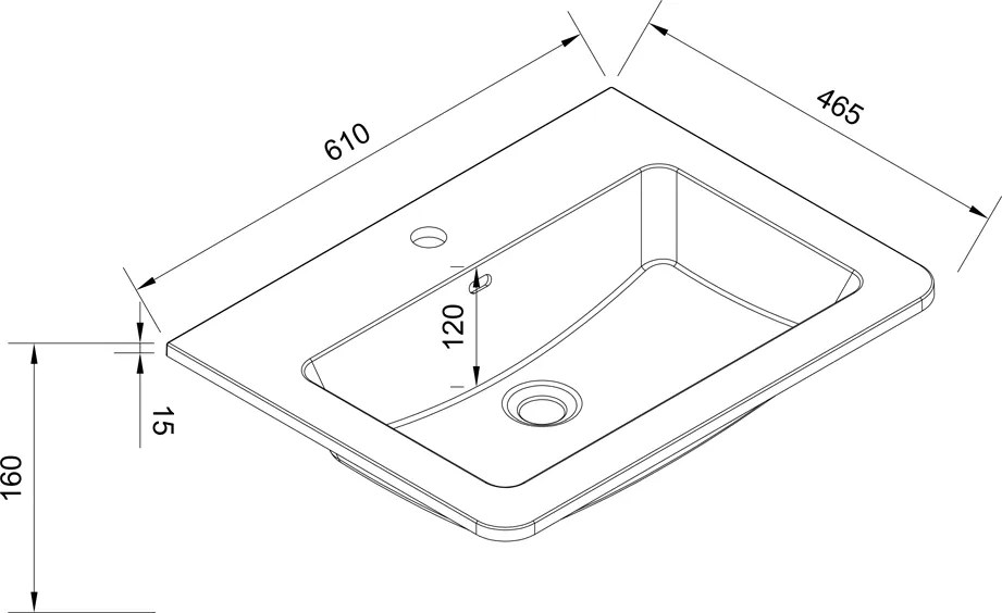 Mereo Mereo, Siena, koupelnová skříňka s umyvadlem z litého mramoru 61 cm, bílá, antracit, černá, CN410M