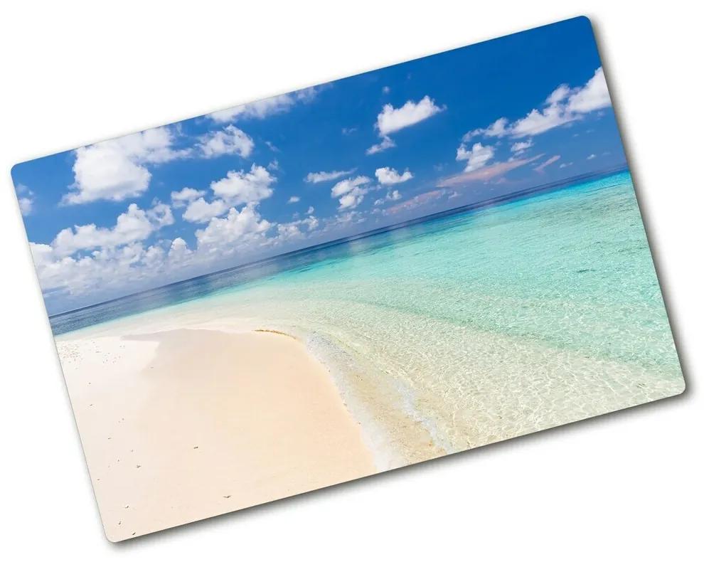 Wallmuralia Kuchyňská deska skleněná Pláž na Maledivách 80x52 cm