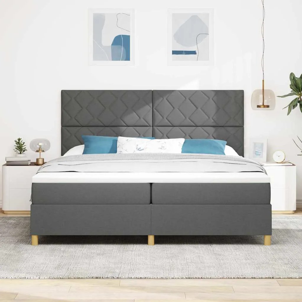 Postel s boxspringem s matrací Tmavě šedá 200 x 200 cm textil 3339722