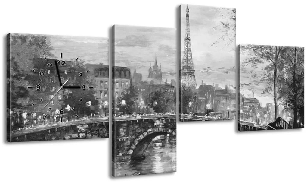 Gario Obraz s hodinami Most v Paříži 140x70cm Velikost: 140 x 70 cm
