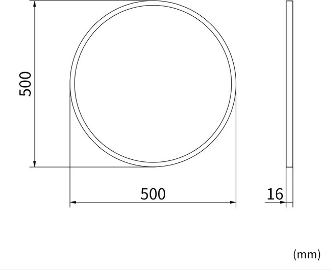 Erga Round, kulaté zrcadlo 50cm, černý rám, ERG-V01-ROUND-5050-BK
