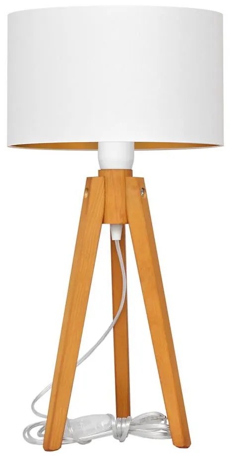 Stolní lampa ALBA 1xE27/15W/230V bílá/zlatá/dub