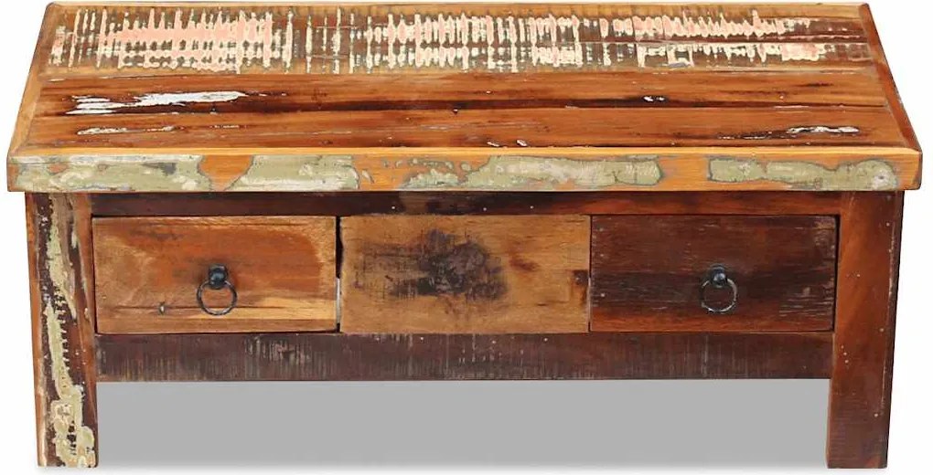 Konferenční stolek zásuvky masivní recyklované dřevo 90x45x35cm 243321