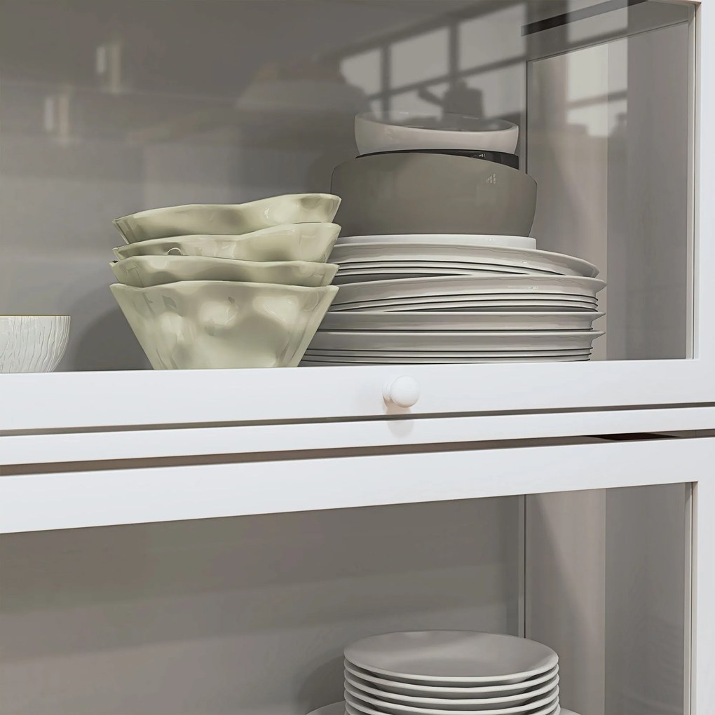 HOMCOM 4-patrový vitrínový kabinet s skládacími akrylovými dveřmi, protiskluzovým vitrinou pro studovnu, ložnici a kancelář 59x30x139 cm Bílá