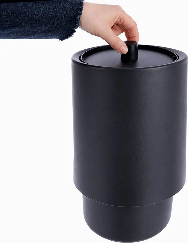 Černý plastový odpadkový koš 6 l – Orion