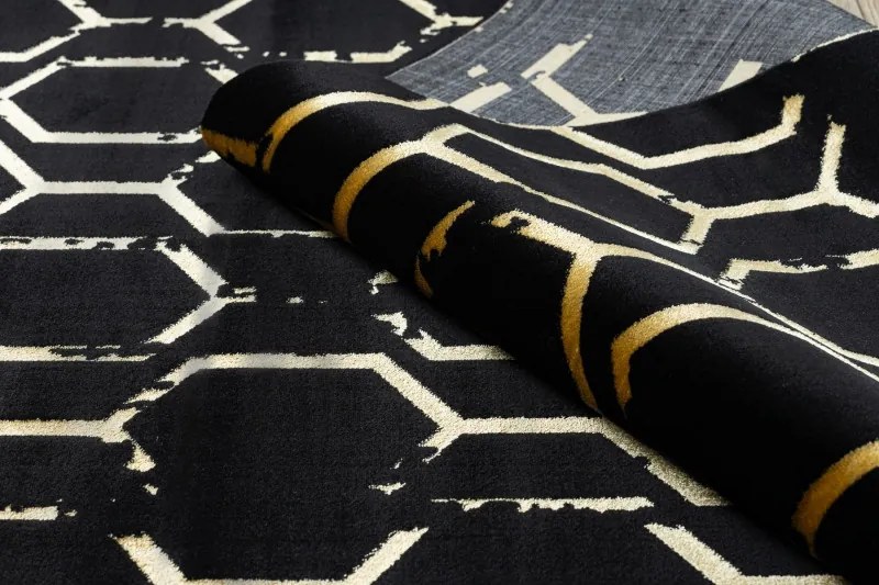 Dywany Łuszczów, Kusový koberec Gloss 407C 86 black/gold, 120x170, černá, chodba / předsíň