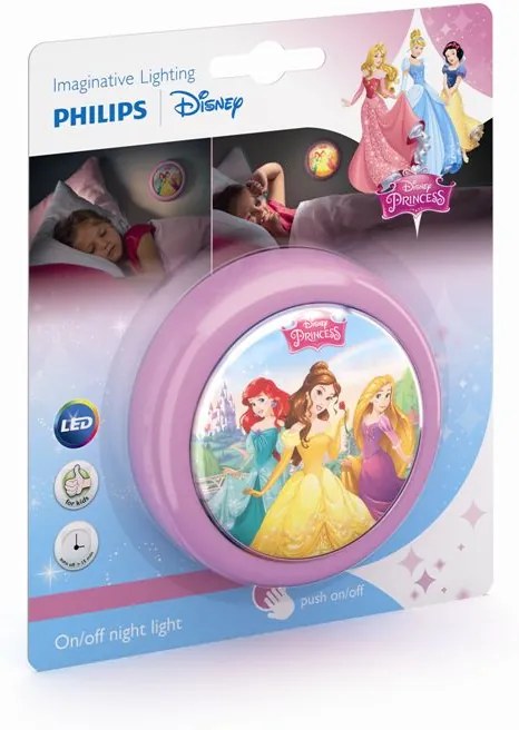 PHILIPS Disney 71924/28/16 dětské orientační bateriové LED svítidlo Princess 1x0,3W 2700K