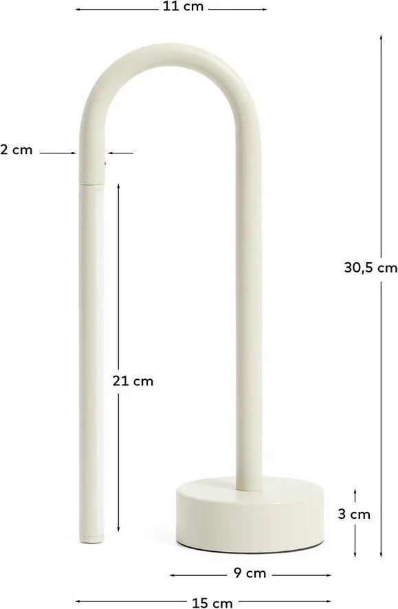 Slonovinová kovová LED stolní lampa (výška 30 cm) Bow – Kave Home