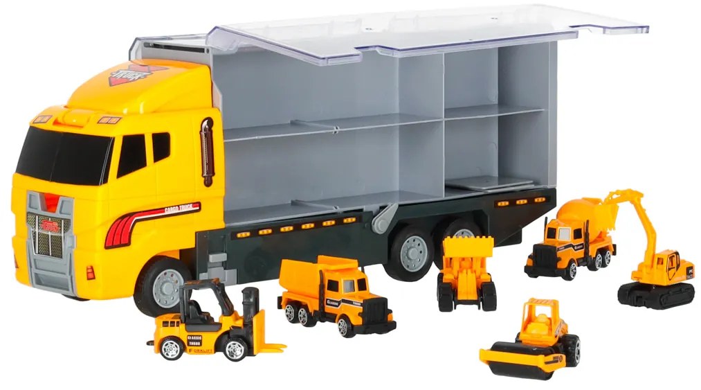 Creative Corner Transporter truck TIR launcher + kovové vozy stavební stroje
