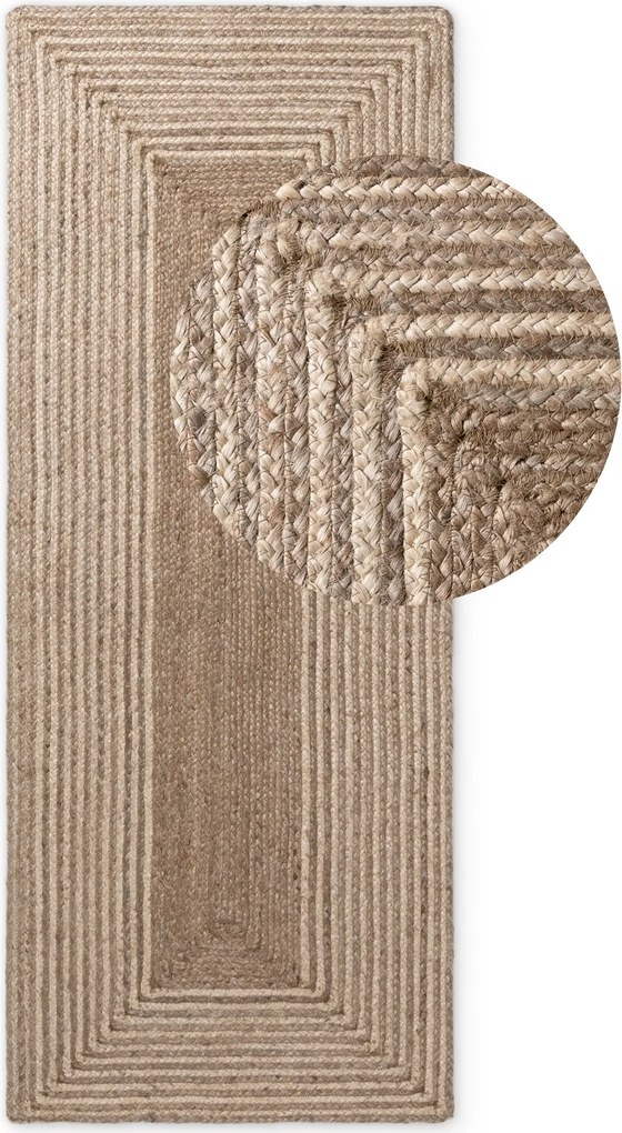 Hanse Home, Koberec běhoun Juno 106329 Natural White Brown, 80x300, hnědá, chodba / předsíň