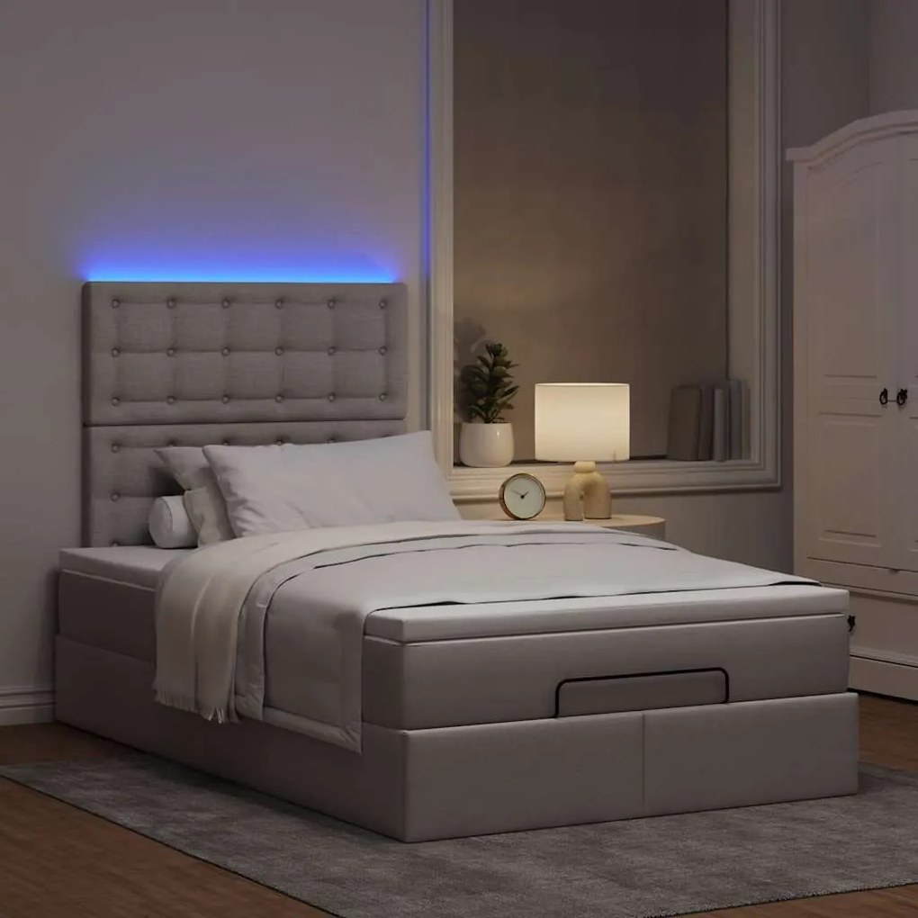 Osmanský rám postele s matrací taupe 120x190cm textil 3314159