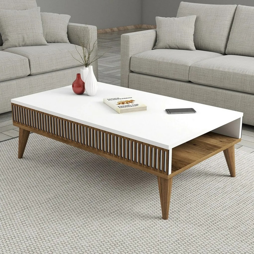 Konferenční stolek Mila White and Walnut