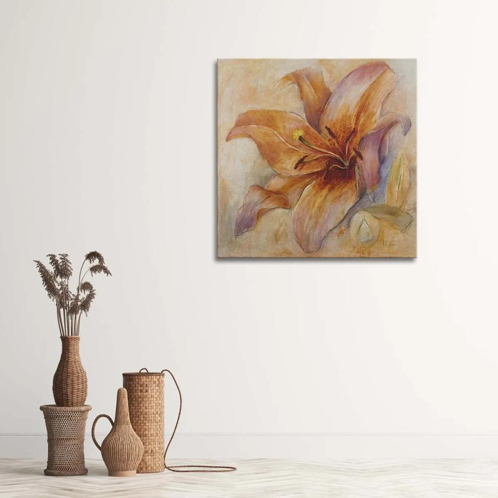 Obraz na plátně Lilie Květiny Oranžová - 60x60 cm