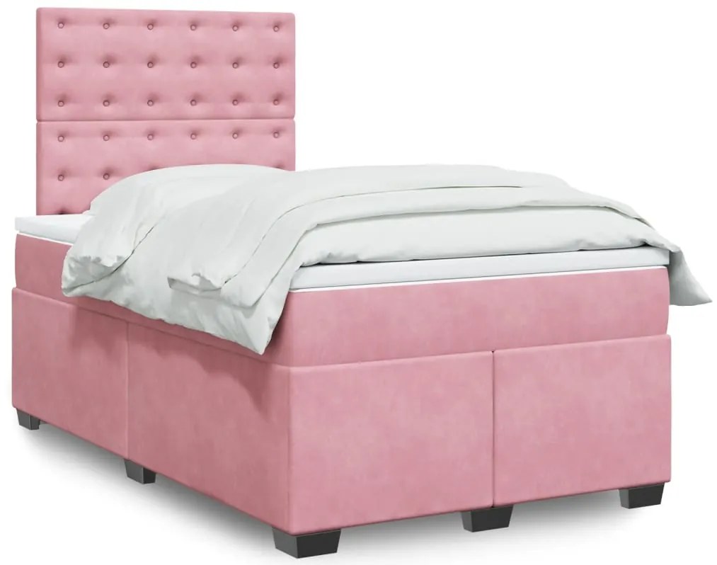 Box spring postel s matrací růžová 120 x 200 cm samet 3293199