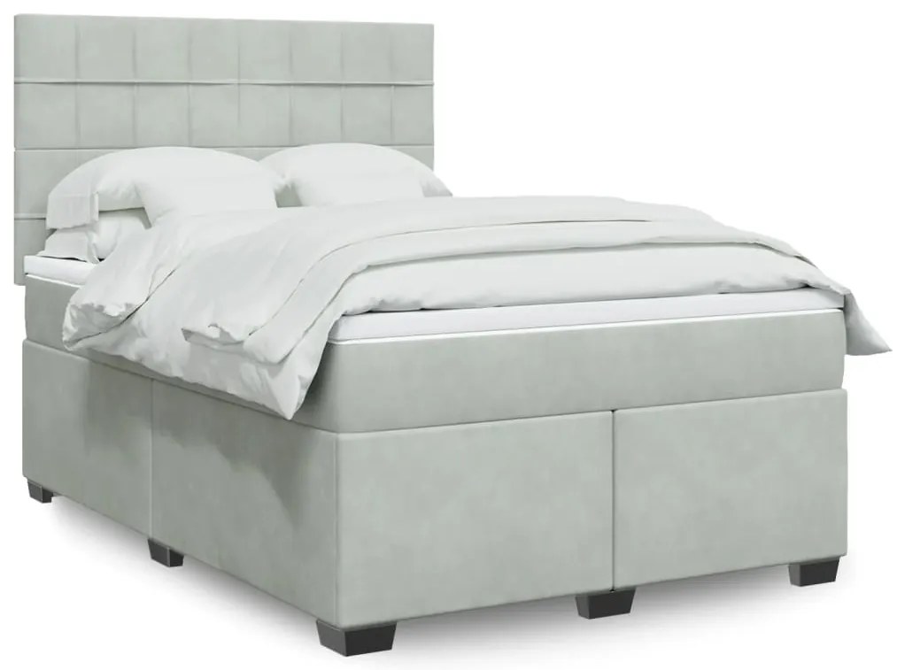 Box spring postel s matrací světle šedá 160x200 cm samet 3290954