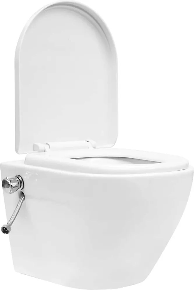 Závěsné WC bezobrubové s podomítkovou nádržkou keramika bílé 3055348