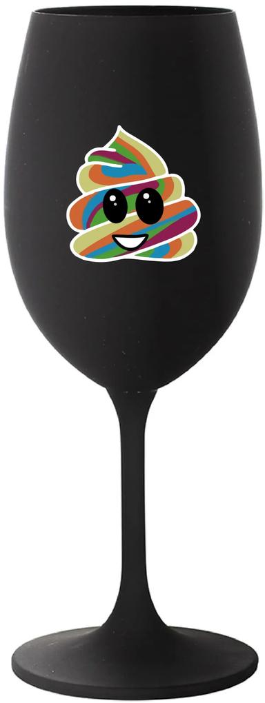 DUHOVÉ VESELÉ EE - černá sklenice na víno 350 ml