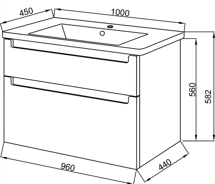 Lavedo Eliba II 100 koupelnová skříňka s umyvadlem, závěsná