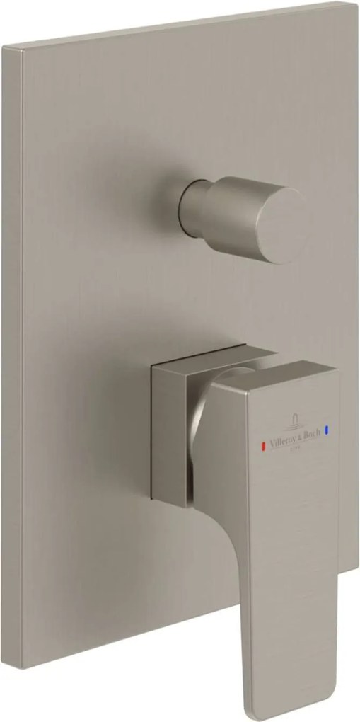 Villeroy & Boch Architectura Square - Baterie pod omítku, pro 2 spotřebiče, matný kartáčovaný nikl TVS12500300064