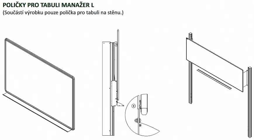 Magnetická tabule s odkládací poličkou MANAŽER L 120 x 100 cm (potisk) - linky 120 mm (101201001103)