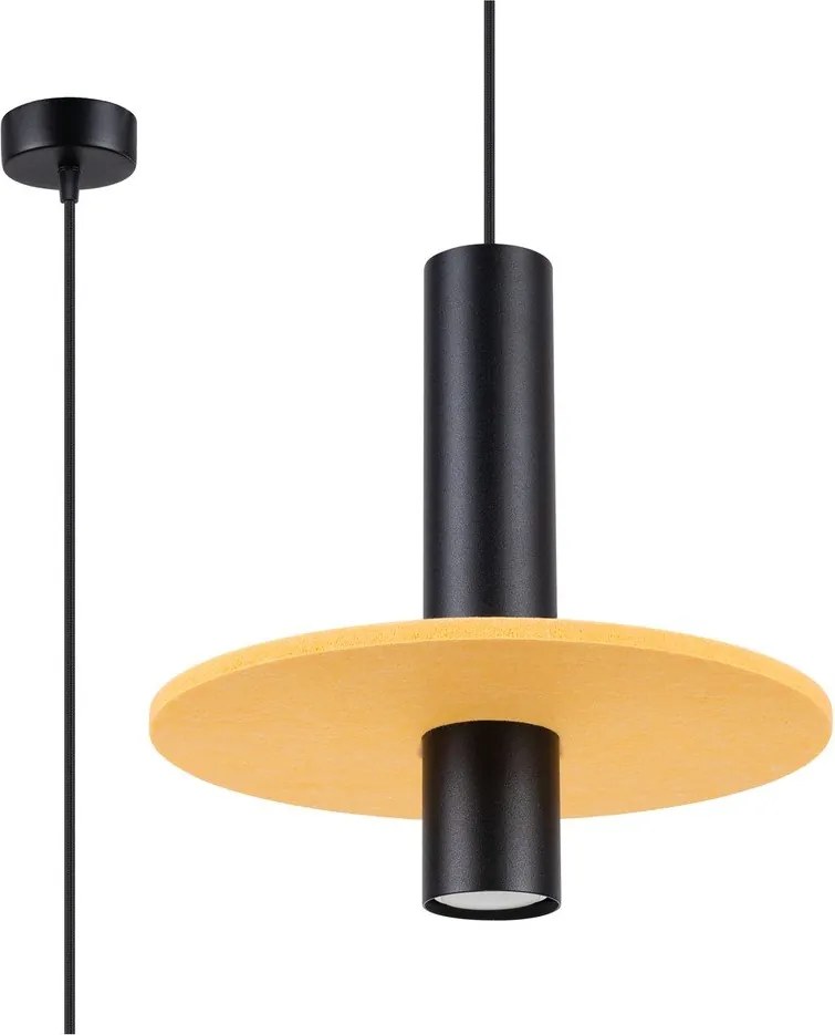 Žluté/béžové kovové závěsné svítidlo ø 30 cm Olisa – Sollux