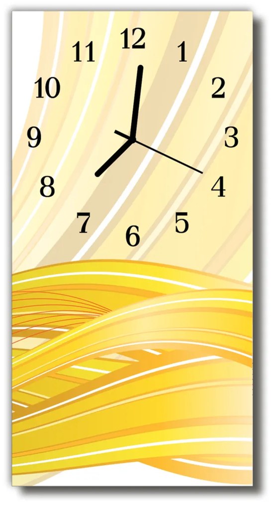 Skleněné hodiny vertikální Umění Grafika, žlutá abstrakce